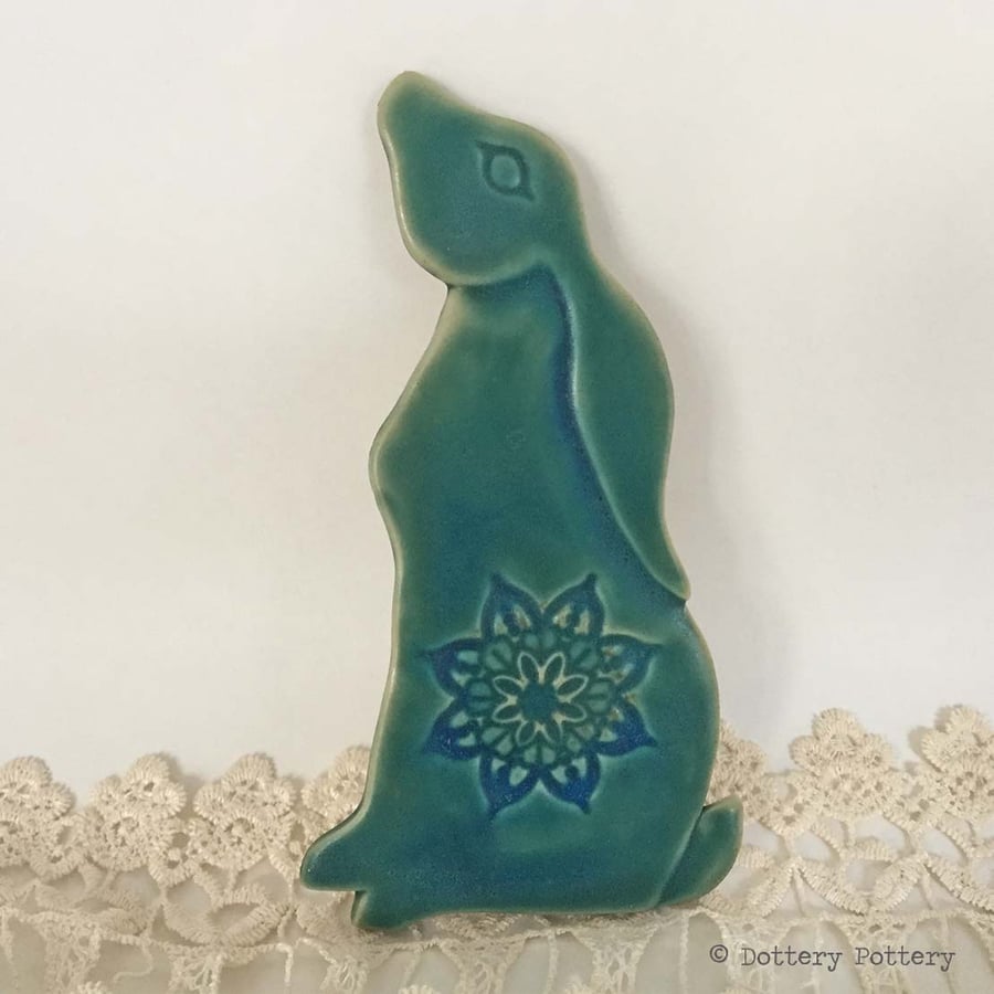 Ceramic Moon Gazing Hare Pottery Hare decoratio... - Folksy