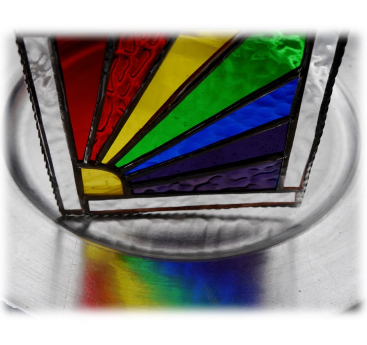 Framed Rainbow Suncatcher Stained Glass Handmad... - Folksy