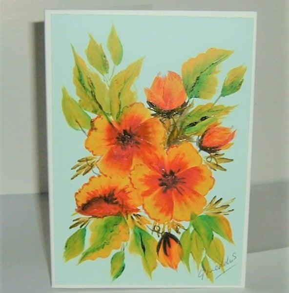 original hand painted greetings card ( ref F 237) - Folksy