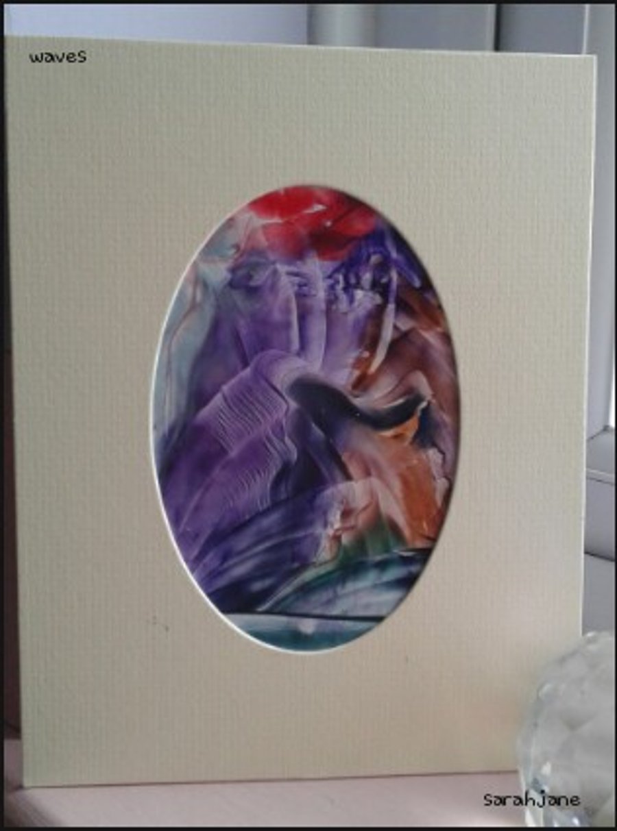 waves original encaustic art painting - Folksy