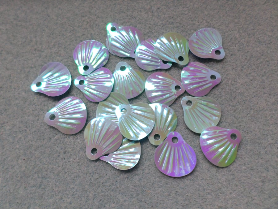 20 x Craft Sequins - AB Plated - 19mm - Seashel... - Folksy