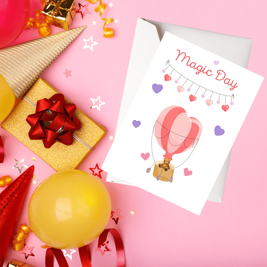 Magic Day Happy Birthday greeting Card - Folksy