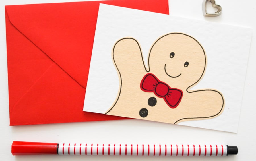 Handmade Gingerbread Man Christmas card pack, S... - Folksy