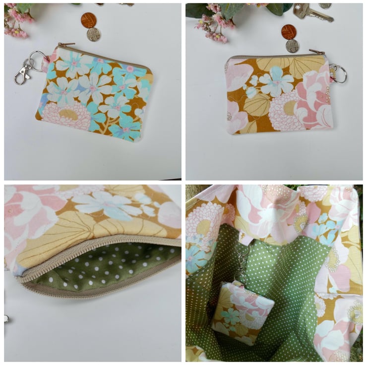 Big tote bag with coin purse matching set in re... - Folksy