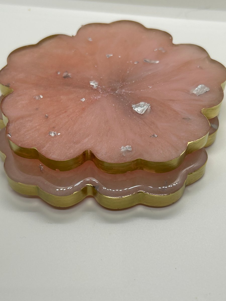 Set of 4 pink irregular coasters - Folksy