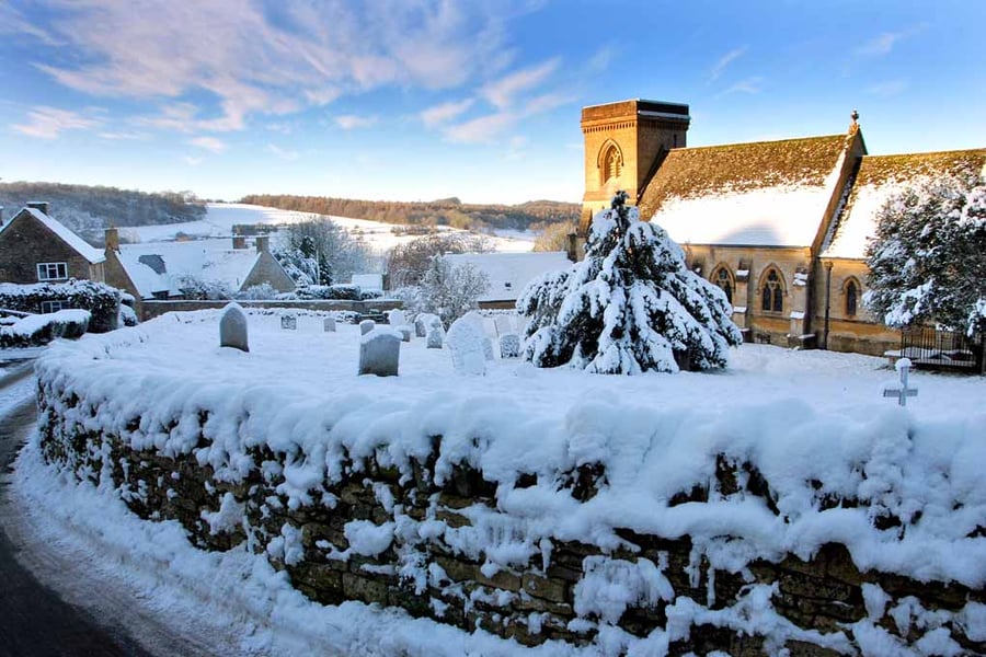 Snowshill St Barnabas Church In The Snow Cotswo... - Folksy