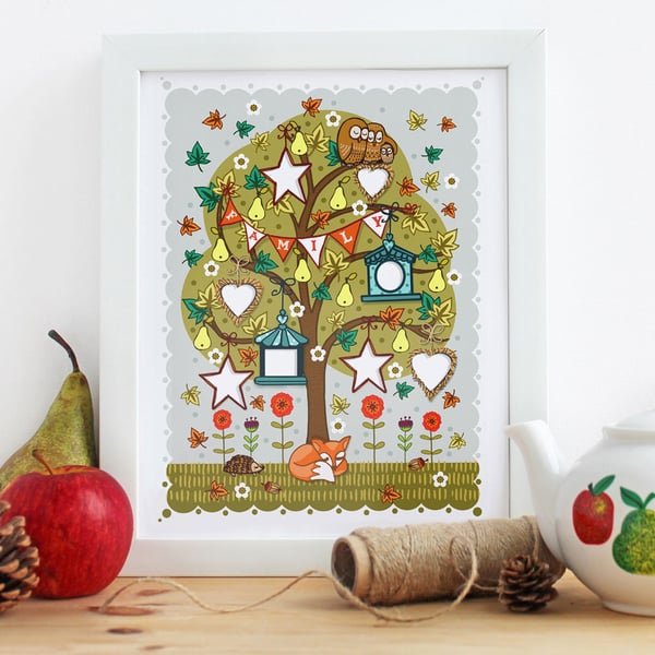 'Autumn Family Tree' 10x8 Framed Print - Folksy