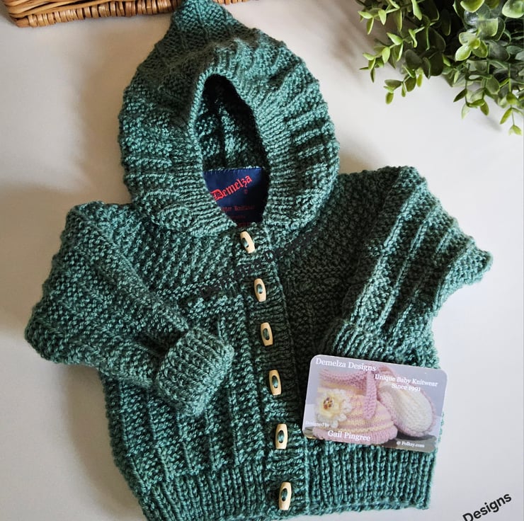 Baby Hand Knitted Boys Hooded Jacket 0-6 month... - Folksy