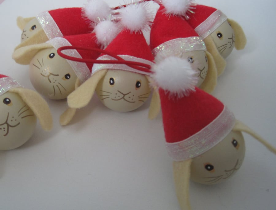 Bunny Rabbit Christmas Baubles - Folksy