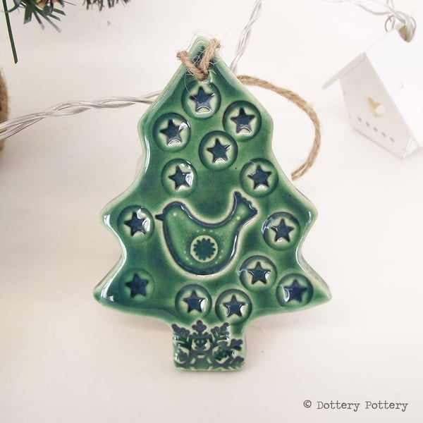 Partridge in a pear tree ceramic Christmas deco... - Folksy