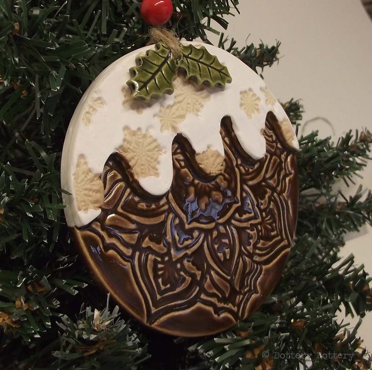 Ceramic Christmas pudding decoration Xmas decor... - Folksy