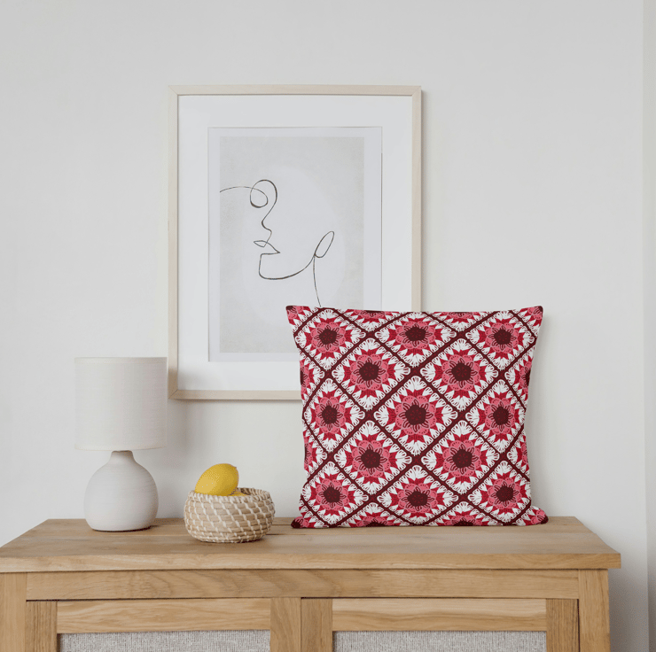 Digital print crochet-inspired floral granny sq... - Folksy