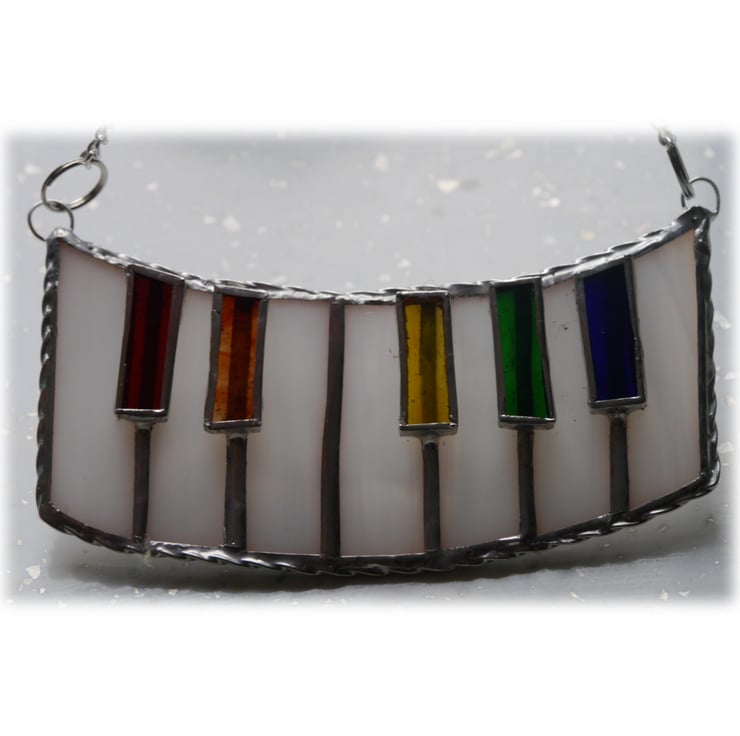 Piano Suncatcher Stained Glass Keyboard Keys Mu... - Folksy