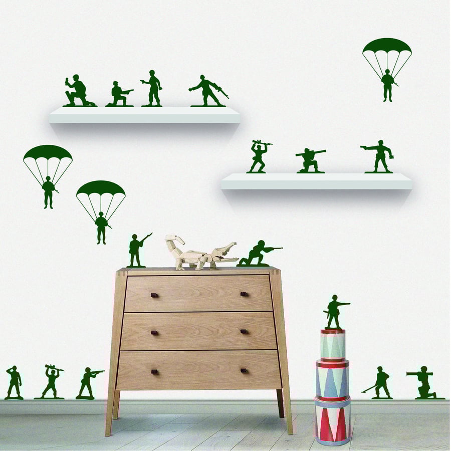 x22 ARMY TOY SOLDIERS Pack - Removable Vinyl Wa... - Folksy