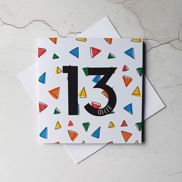 Personalised 13th Birthday Card, Age Card - Folksy