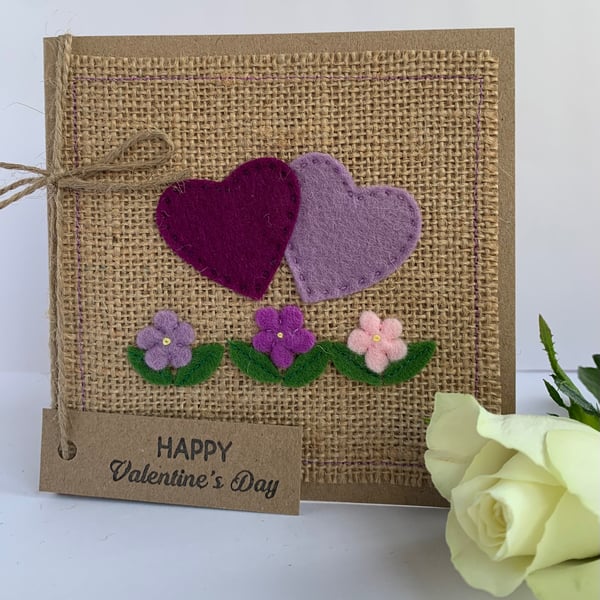 Handmade Valentines card. Hearts and flowers fr... - Folksy