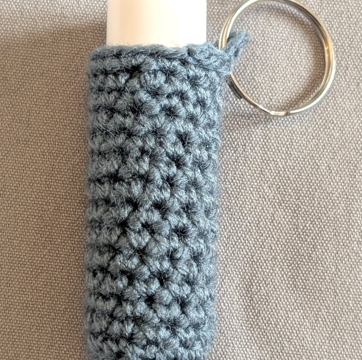 Crochet lip balm holder keychain, bag charm, ha... - Folksy