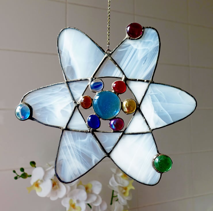 Scientific Atom Stained Glass Window Suncatcher... - Folksy