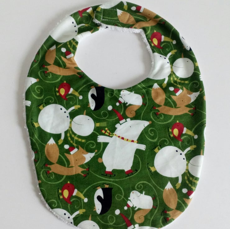 Babies Christmas bib, towelling bib, polar bear... - Folksy