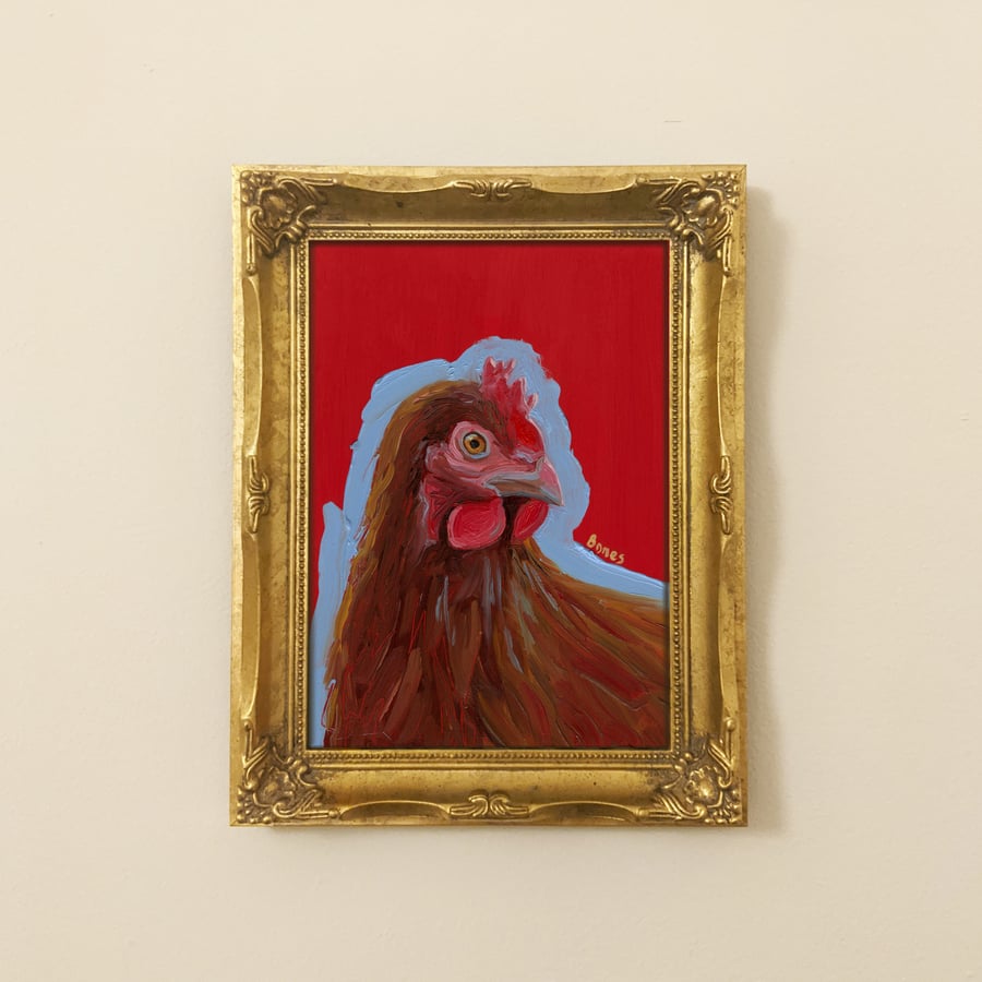 Colourful Red Chicken Print - Folksy