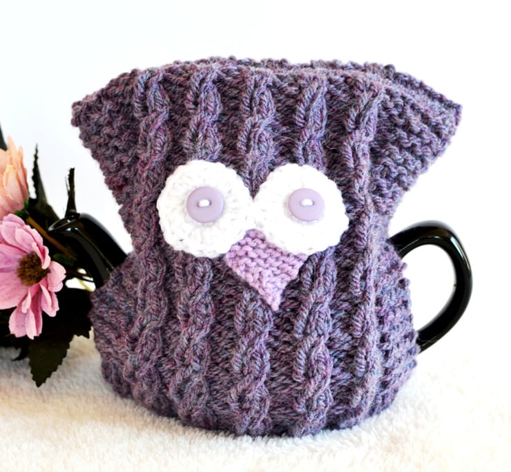 1 - 2 Cup Lilac Hand Knitted Owl Tea cosy Pot ... - Folksy
