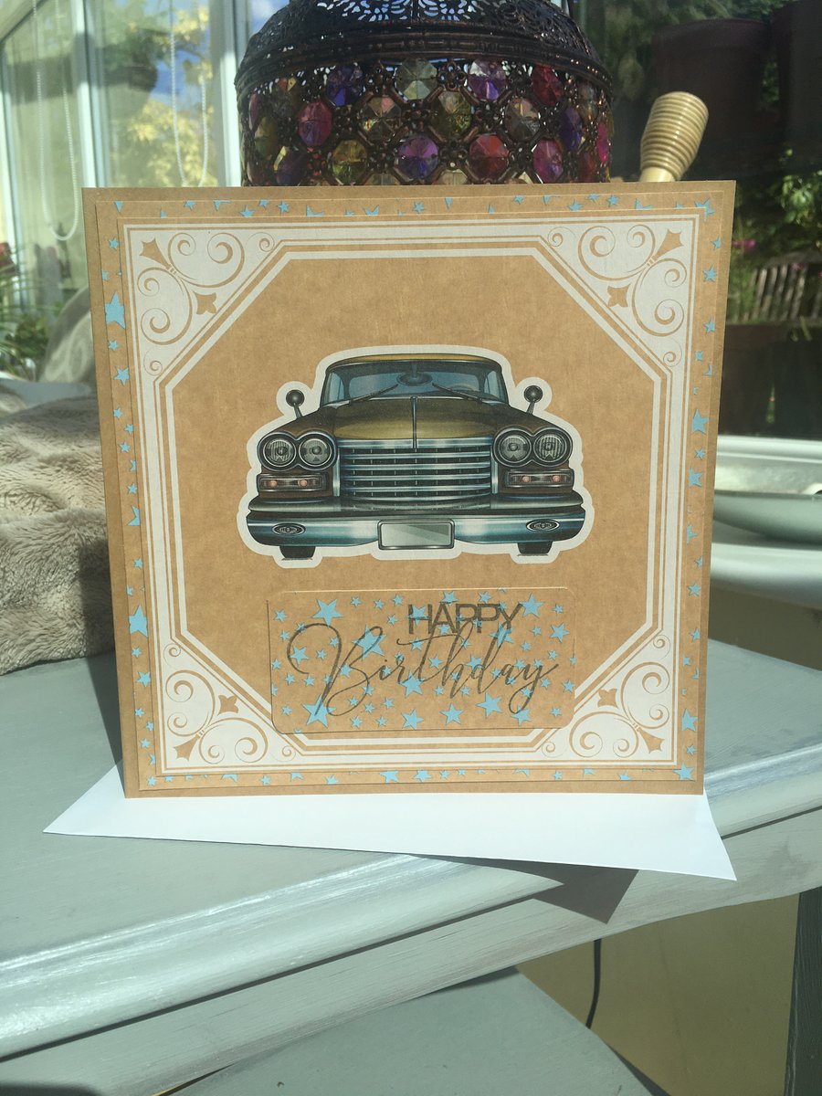 Americana vintage car birthday card - Folksy
