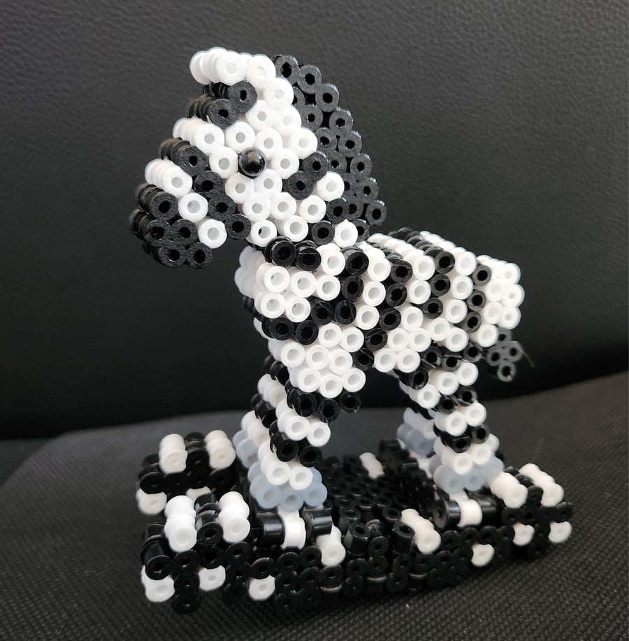 3d rocking-horse Zebra made out of hama beads - Folksy