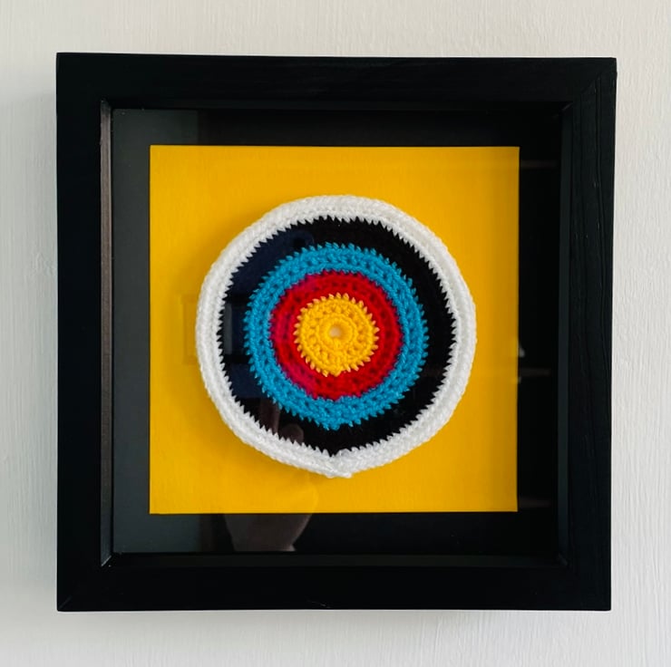 Framed Crochet Wall Artwork, Small Crochet Targ... - Folksy