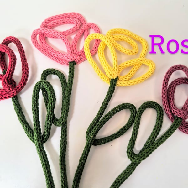 Knitted roses to say it with flowers! - Folksy