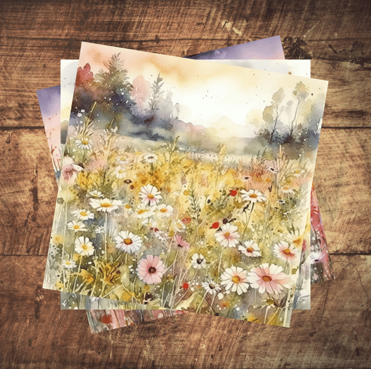Wildflower Cards - Box of 8 illustrated cards - Folksy