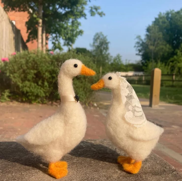 Goose Bride and Groom Wedding Cake Toppers - Folksy