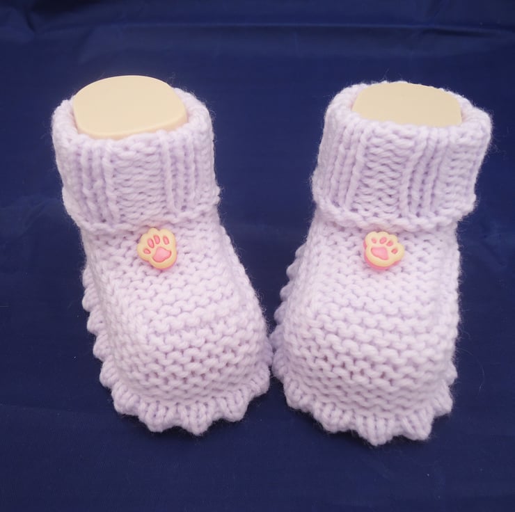 Cute Baby Booties, Hand Knit Baby Booties in Pa... - Folksy