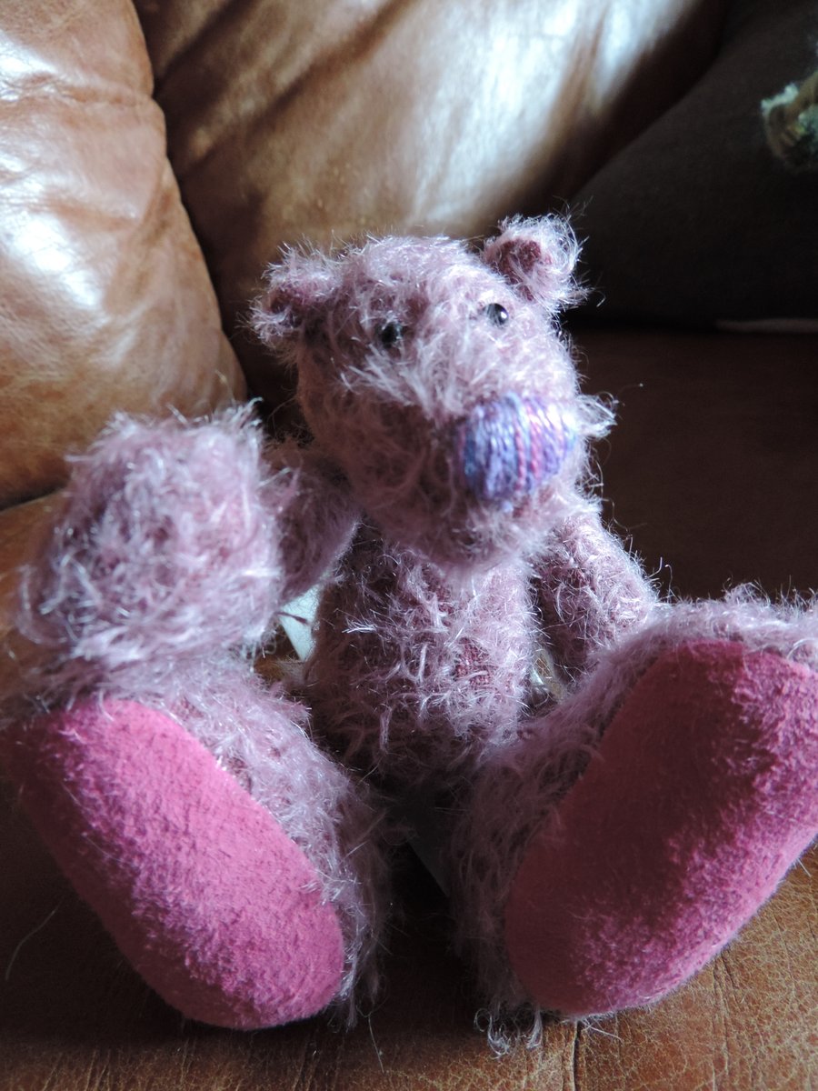 6" Hand made Raspberry teddy bear - Folksy