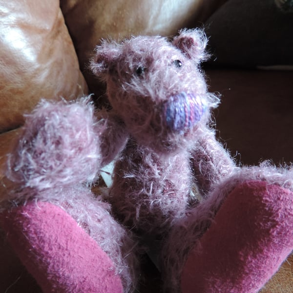 6" Hand made Raspberry teddy bear - Folksy