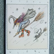 All occasions hand painted witch card ( ref f 266) - Folksy