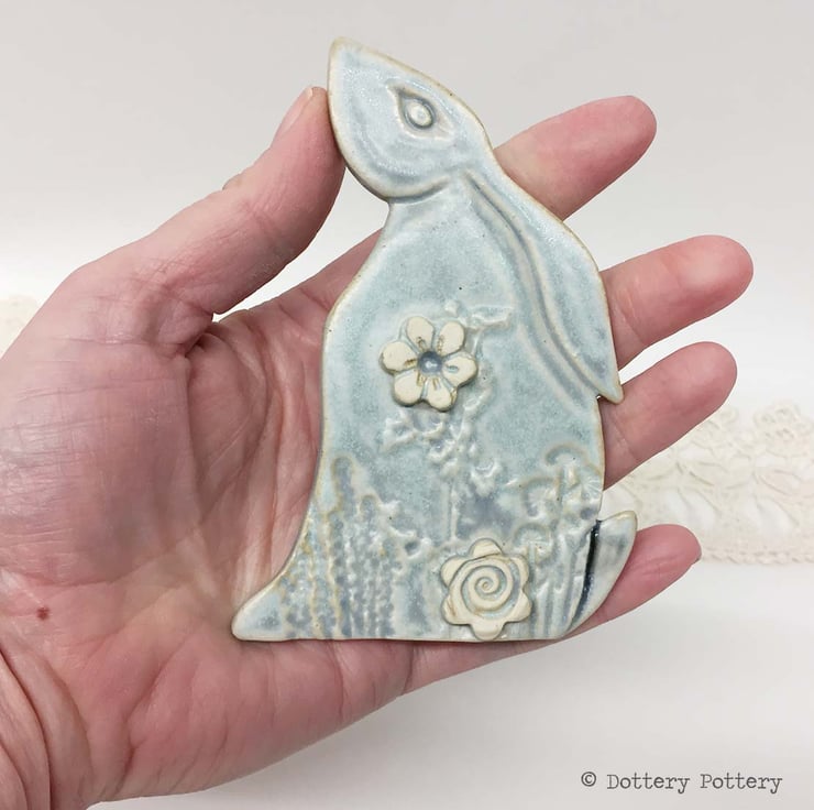 Ceramic Moon Gazing Hare Pottery Hare decoratio... - Folksy