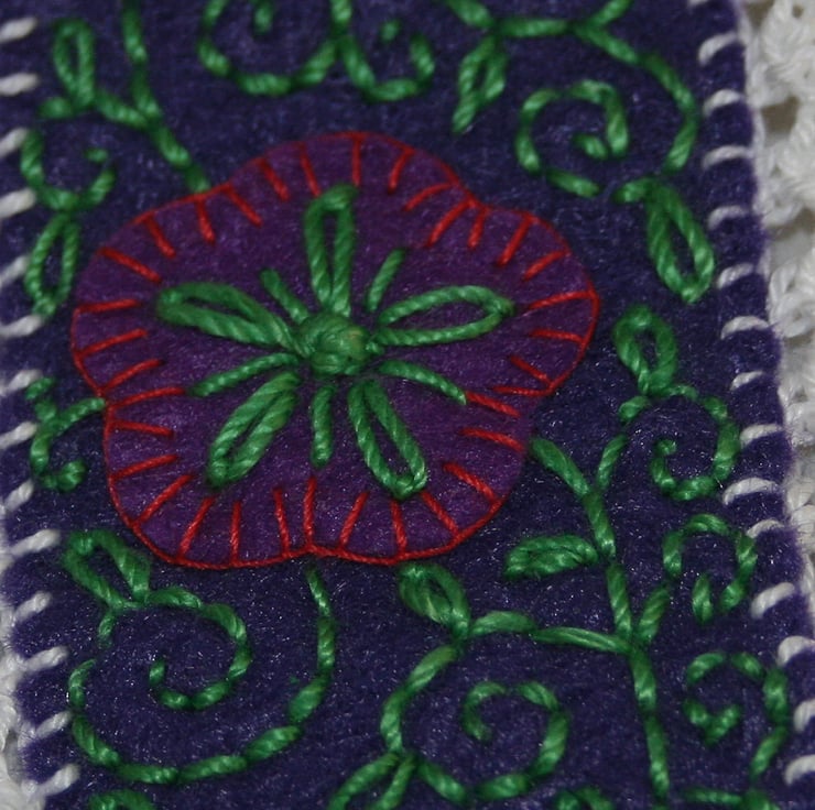 Embroidered Felt Bookmark - Filigree pattern on... - Folksy