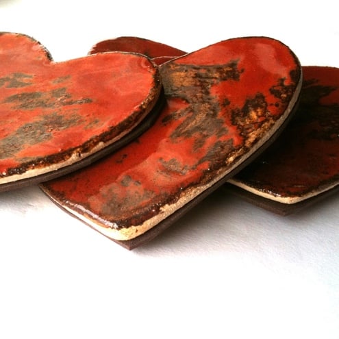 Set of 4 Heart Coasters - Folksy