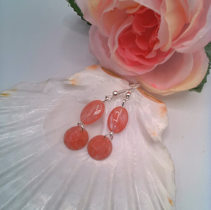 Raspberry Quartz Drop Bead and Chip Necklace an... - Folksy