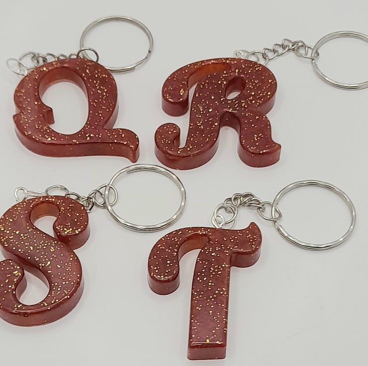 Red Wine and Golden Glitter Alphabet Keyrings -... - Folksy