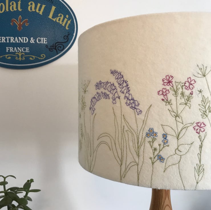 Cornish Hedgerow Embroidered lampshade - Folksy