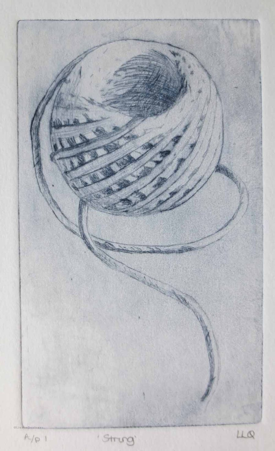 Original drypoint of a ball of string - Folksy