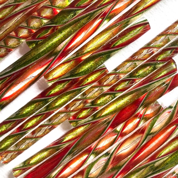 Twisted cane offcuts Christmas pack Bullseye 90... - Folksy