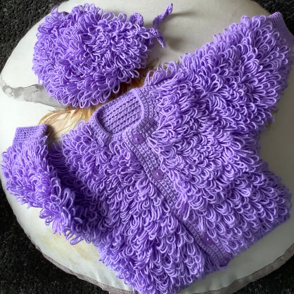 Loopy jacket and bonnet - Folksy