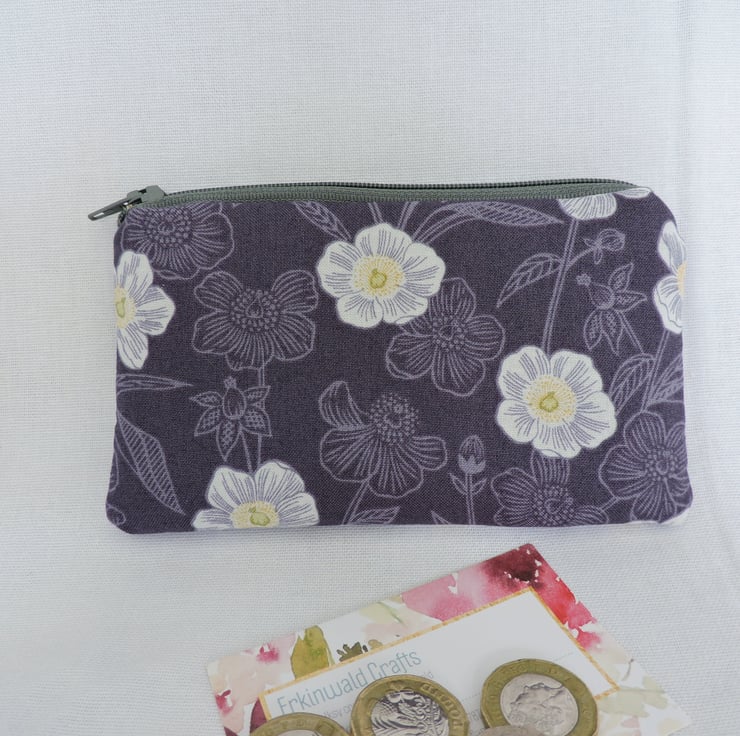 Coin Purse Floral Purple and Lilac - Folksy