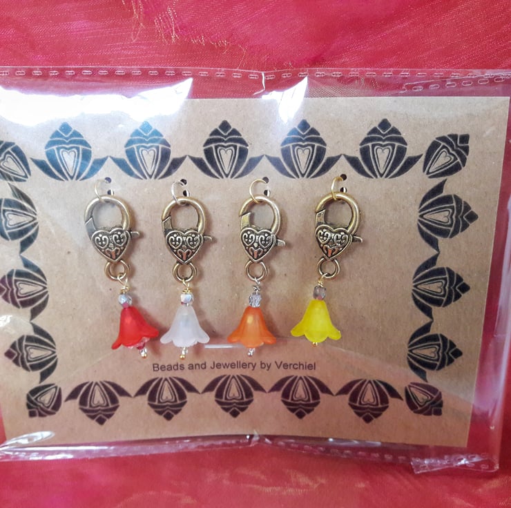 Set of 4 Flower Crochet Knit Stitch Markers - Folksy