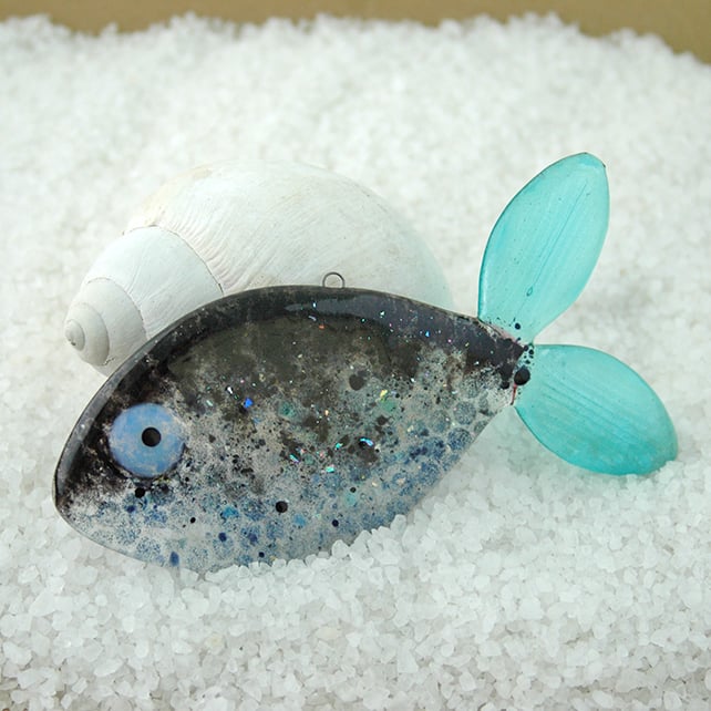 Fused Glass Sparkle Fish Decoration - Folksy