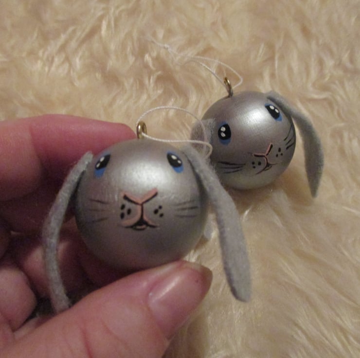 Bunny Rabbit Christmas Tree Baubles Decorations... - Folksy