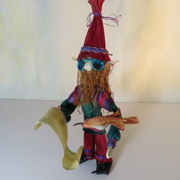 Corn Husk Elf with List - Folksy