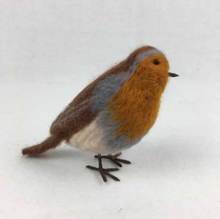 British garden birds, needle felted robin redbr... - Folksy